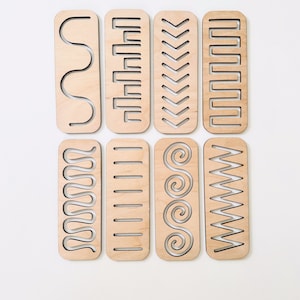 Pre-writing Line Tracing Stencils Set, Wooden Montessori Educational ...