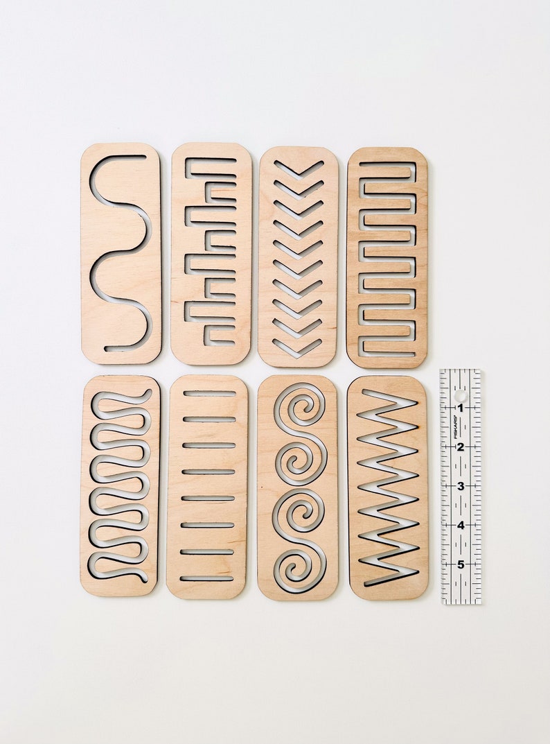 Pre-writing Line Tracing Stencils Set, Wooden Montessori Educational ...
