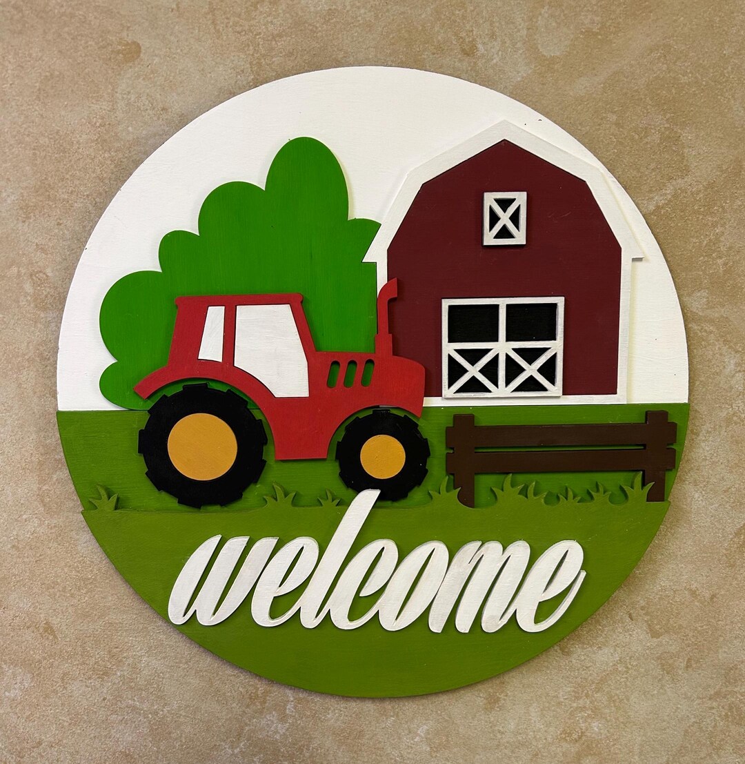 Rustic Farmhouse Welcome Sign, Spring Decor Indoor, Tractor Decor ...