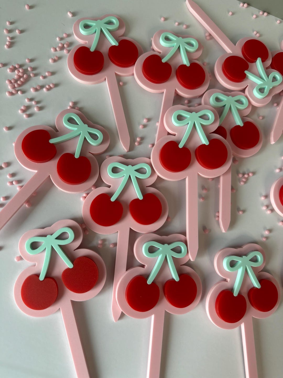 Cherry Acrylic Cupcake Toppers - Etsy