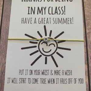 End of the Year Student Teacher Gift Thank You Wish Bracelet - Etsy