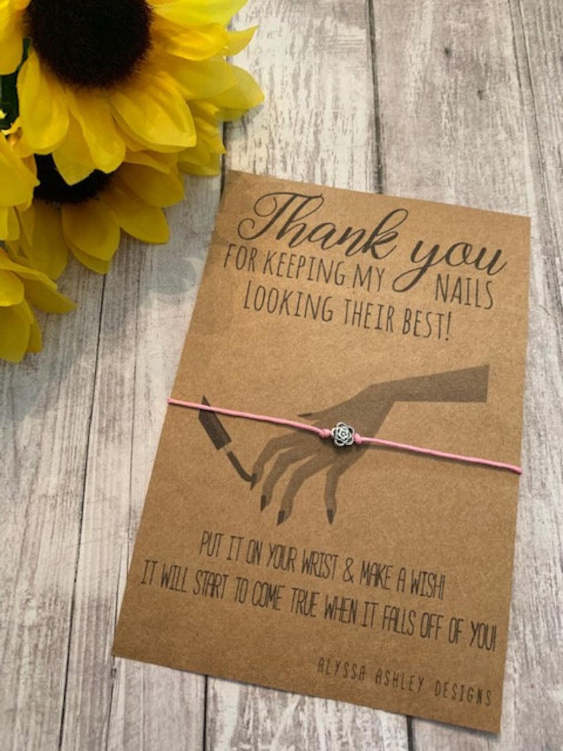 Nail Salon Nail Technician Manicure Thank You Wish Bracelet - Etsy