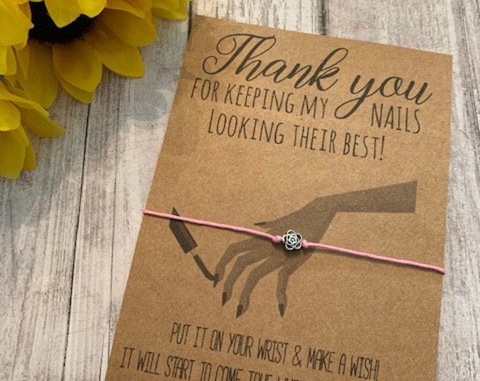 Nail Salon Nail Technician Manicure Thank You Wish Bracelet - Etsy