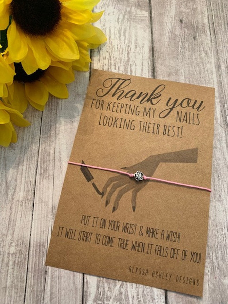 Nail Salon Nail Technician Manicure Thank You Wish Bracelet - Etsy