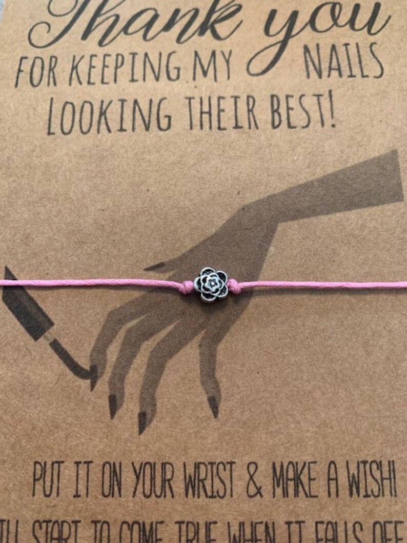 Nail Salon Nail Technician Manicure Thank You Wish Bracelet - Etsy