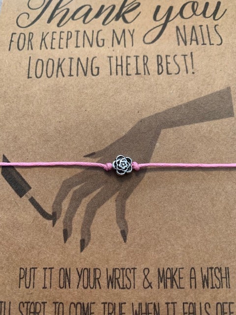 Nail Salon Nail Technician Manicure Thank You Wish Bracelet - Etsy