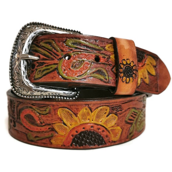 Painted Leather Belt - Etsy