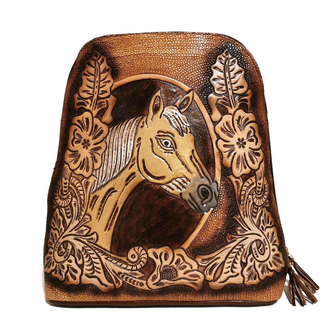 Backpack for Women, Leather Backpack, Hand Tooled Leather, Rodeo Bag ...