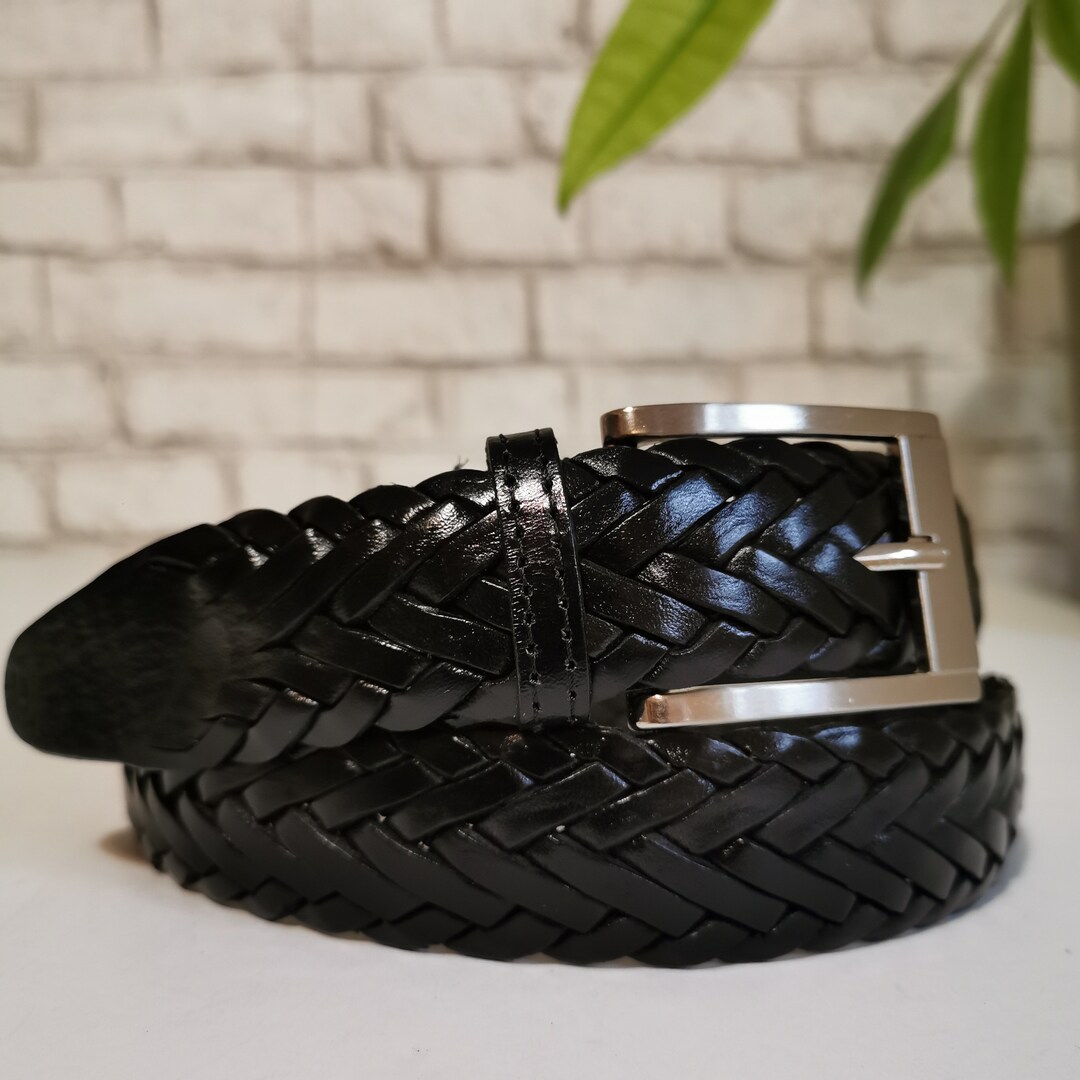 Belt for Men, Braided Leather Belt, Handmade , Black Belt for Men ...