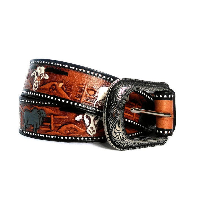 Western Leather Belt Men's Belt Handmade With | Etsy