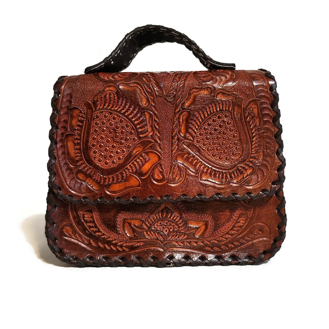 Hand Tooled Leather Bag for Women , Brown Leather Purse,gift for Her - Etsy