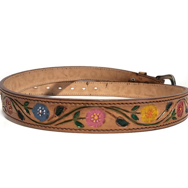 Embossed Floral Leather Belt: Handmade Bohemian Style - Etsy Canada