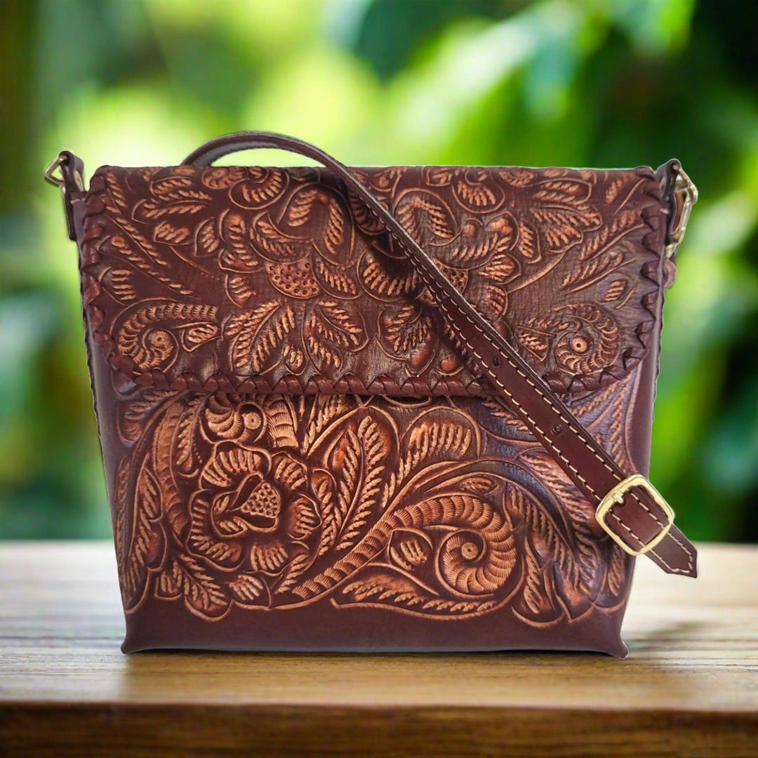 Hand Tooled Leather Bag for Women, Rodeo Retro Vintage, Boho Bohemian ...