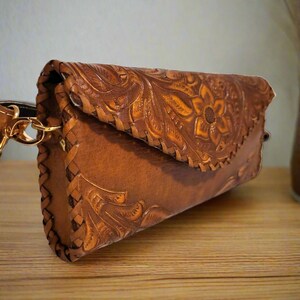 Hand Tooled Leather Bag , Small Bag, Handmade, Shoulder Bag, Gift for ...