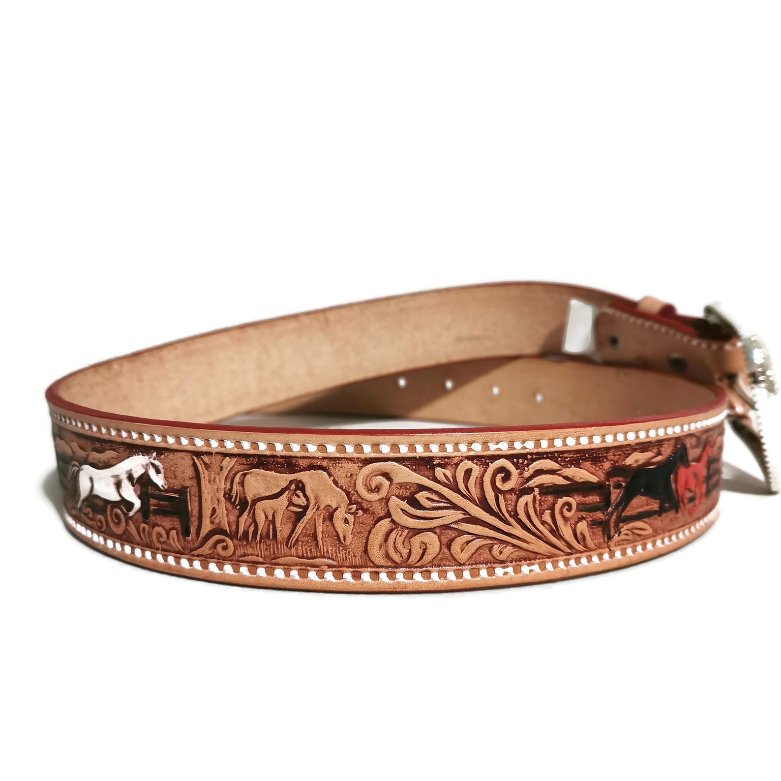 Western Leather Belt for Men Handmade Removable Buckle - Etsy