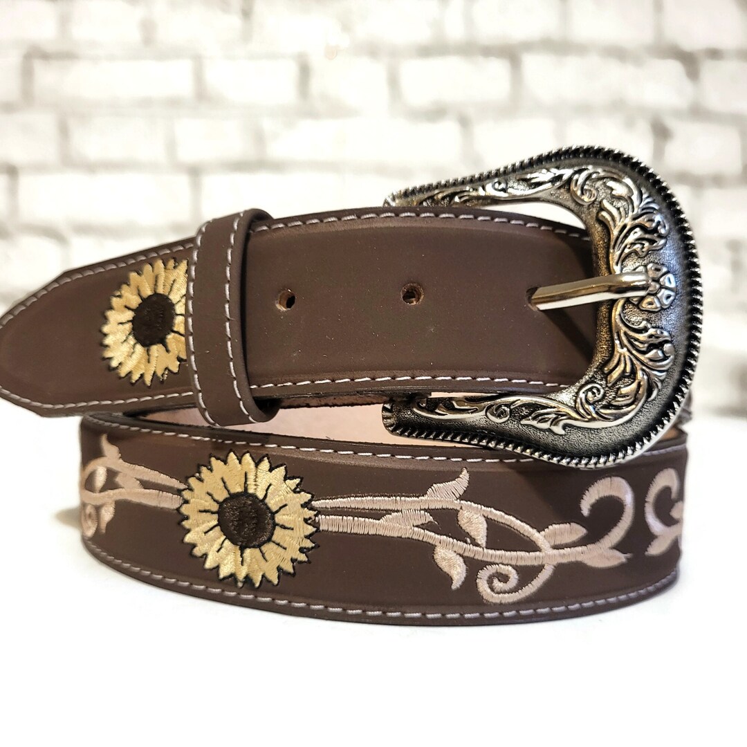 Sunflower Belt, Western Cowgirl, Handmade, Belt With Removable Buckle ...