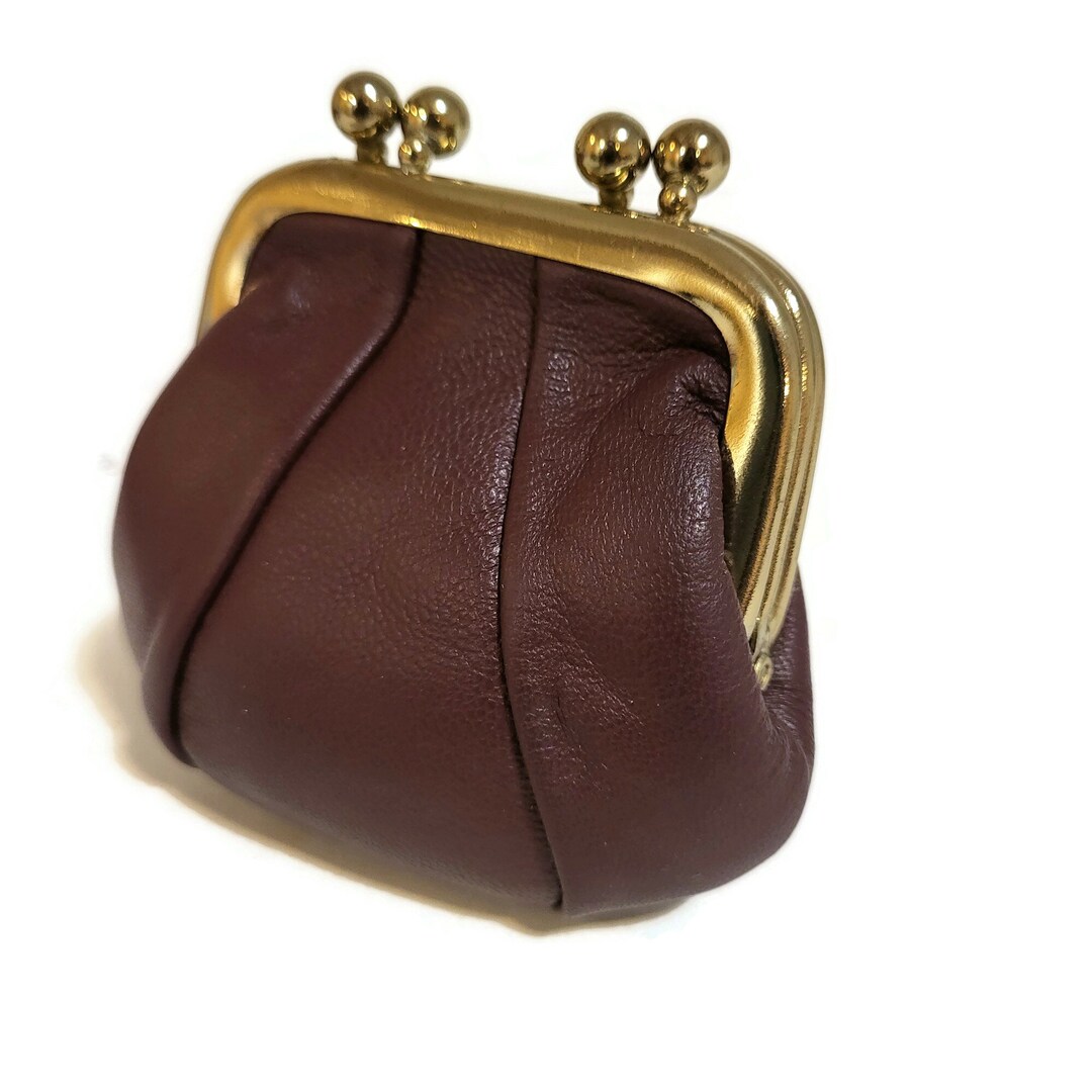 Small Coin Purse With Ball Clasp, Leather Change Purse - Etsy