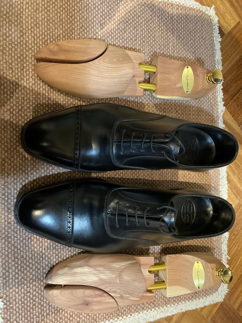 Vintage CROCKETT & JONES Men's Black Leather Oxford Dress Shoes_us Size ...