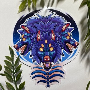 Wolf Hellhound | Red, Blue | Spooky | Halloween | Laminated Vinyl ...