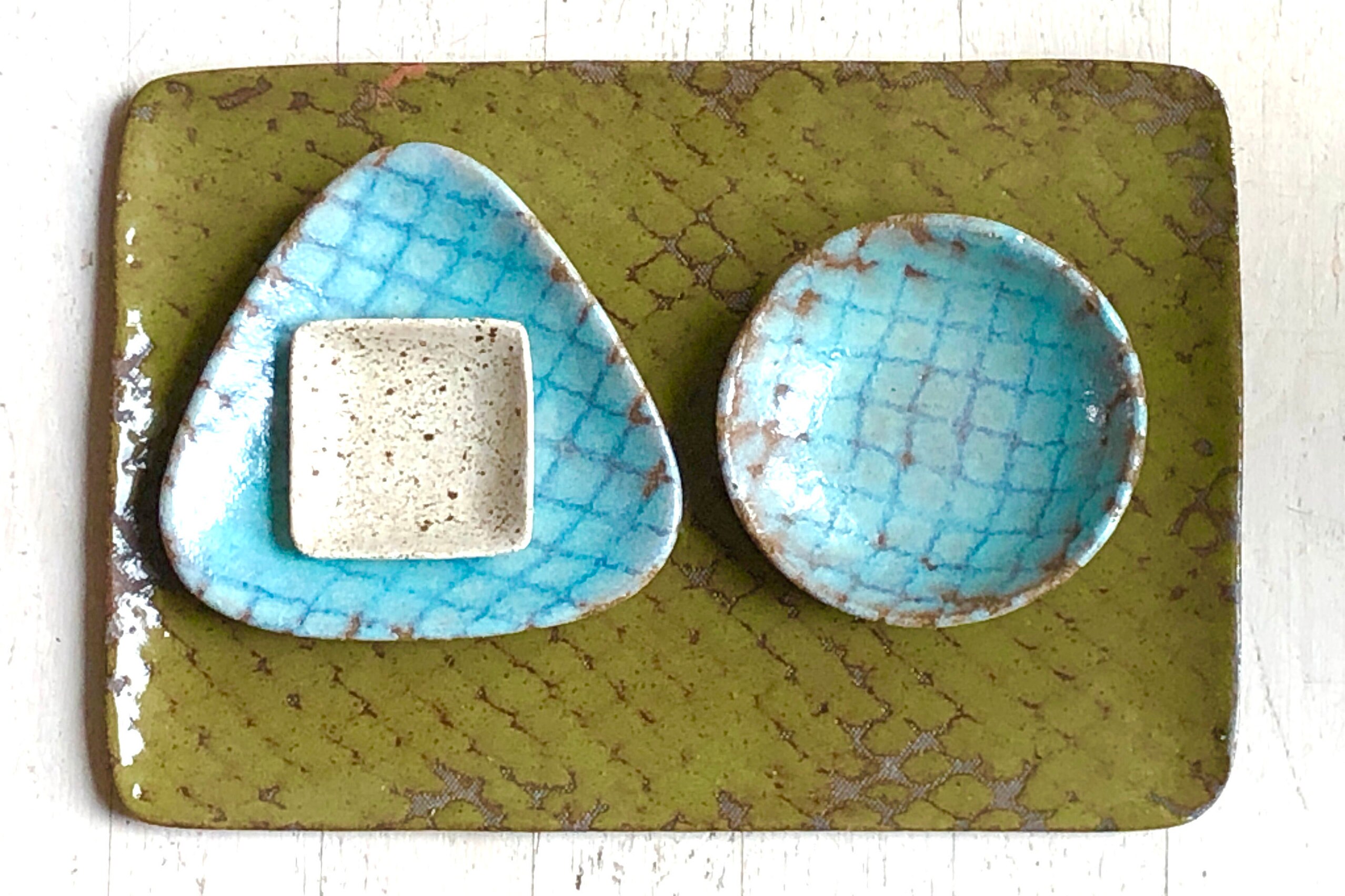 3 Piece Set Triangular Dish Condiment Bowl Tiny Tray - Etsy