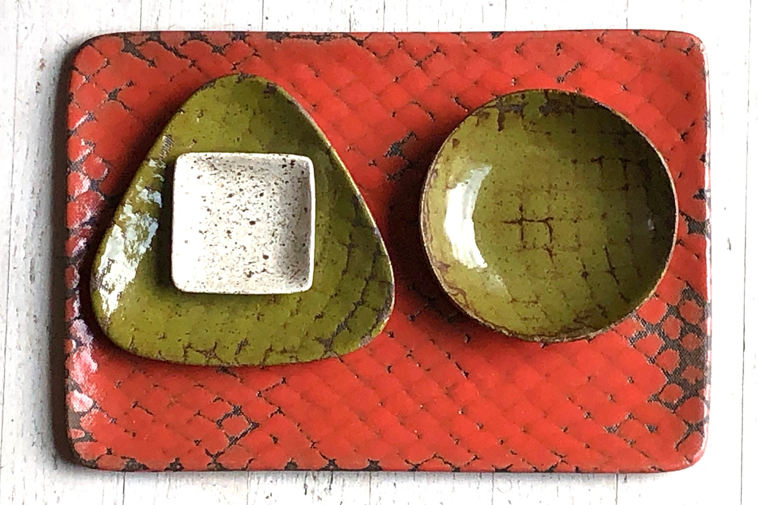 3 Piece Set Triangular Dish Condiment Bowl Tiny Tray - Etsy