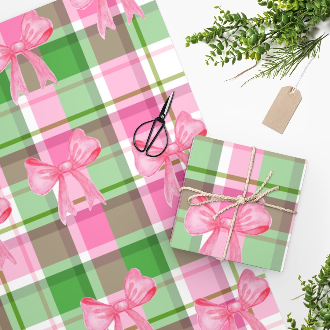 Pink and Green Sorority Inspired Wrapping Paper - Etsy