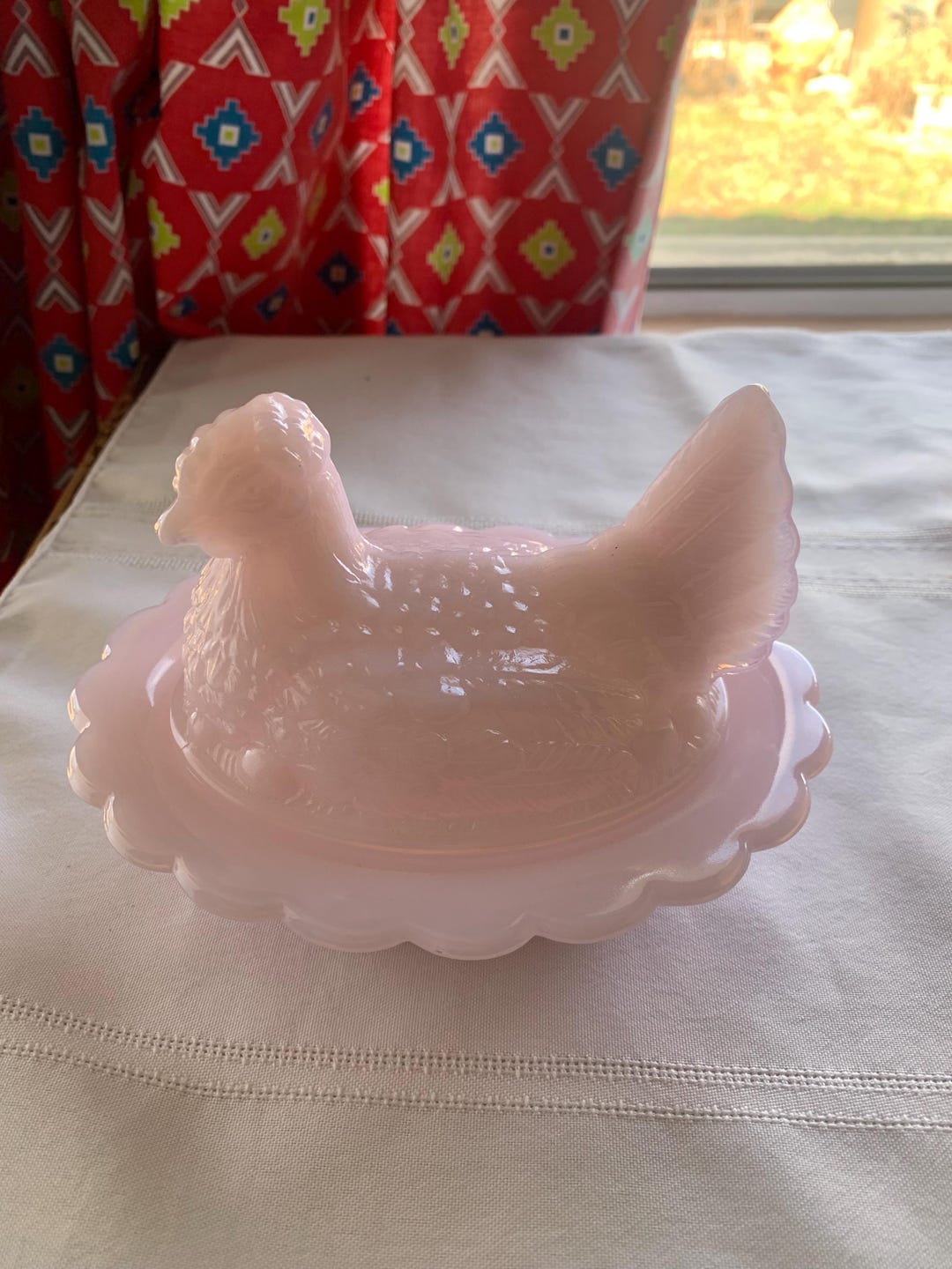 Pink Mosser Glass Nesting Chicken Dish - Etsy