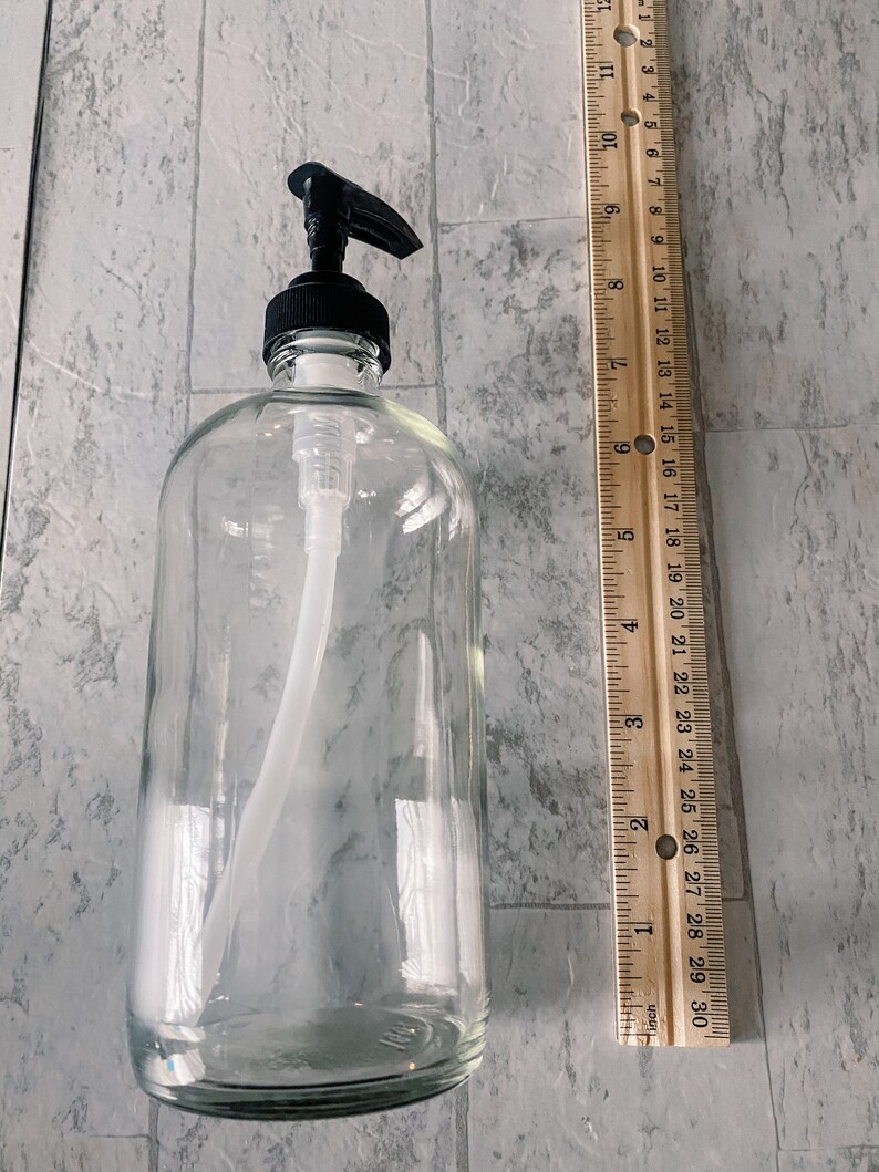 16 Oz Clear Glass Pump Bottle Farmhouse Kitchen Refillable - Etsy