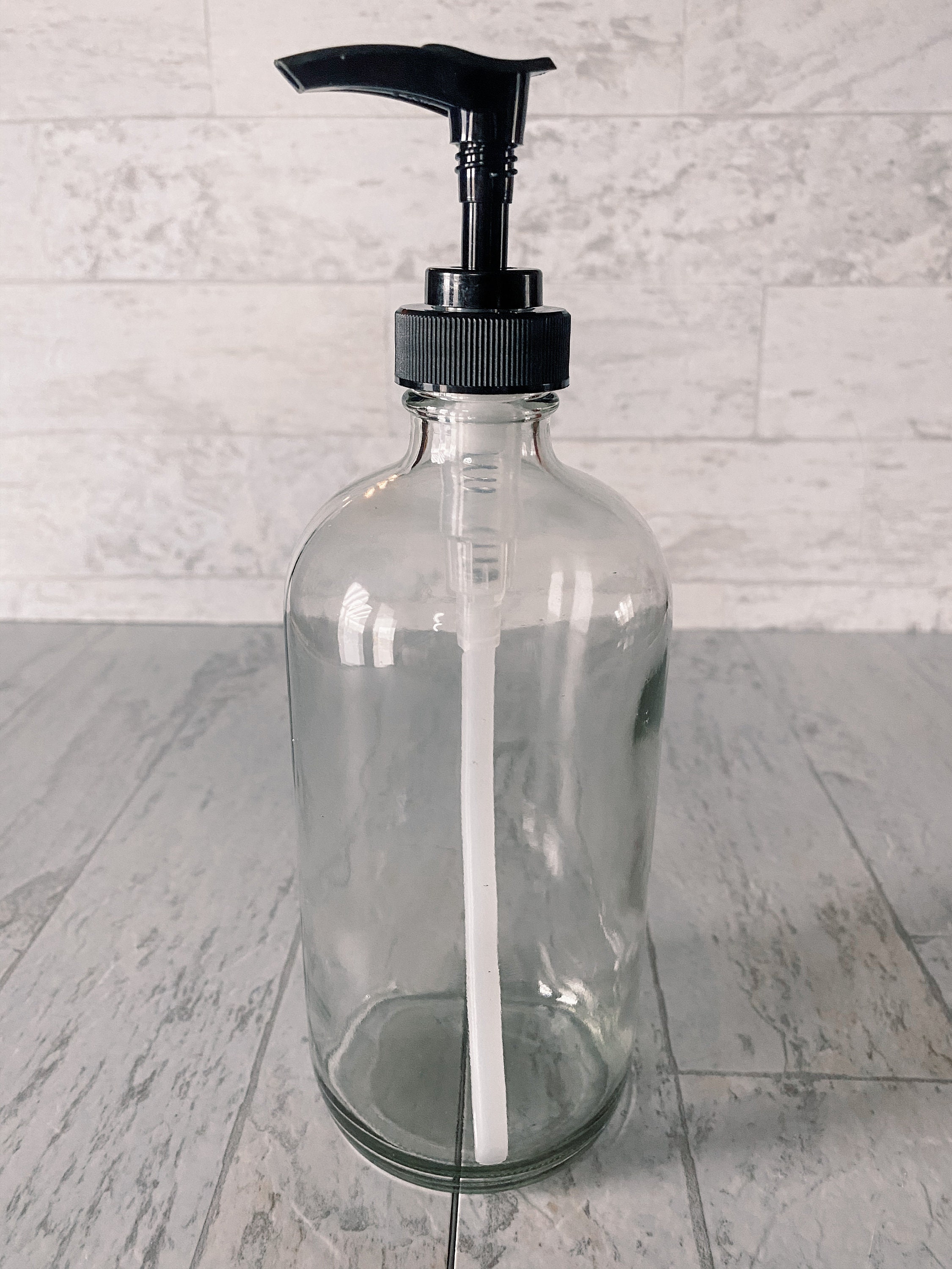 16 oz Clear Glass Pump Bottle Farmhouse Kitchen Refillable | Etsy