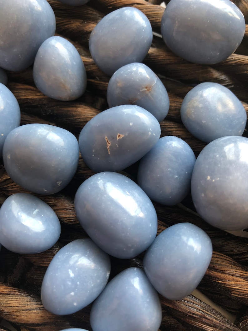 ONE Tumbled Angelite Crystal Angelite Crystals Gemstones | Etsy