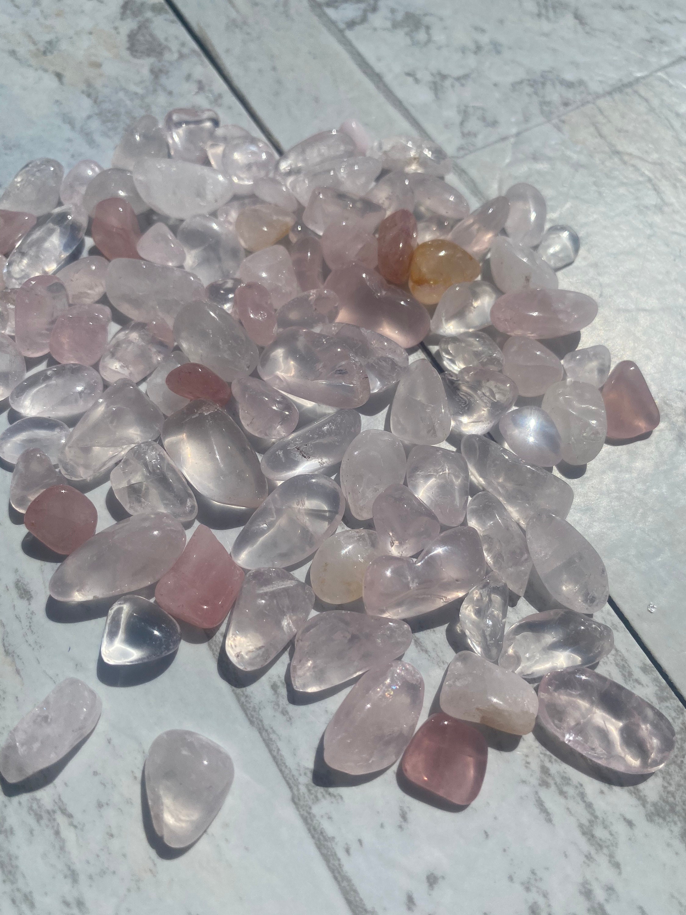 3 Oz Rose Quartz Chips Tumbled Rose Quartz Crystal Chips | Etsy