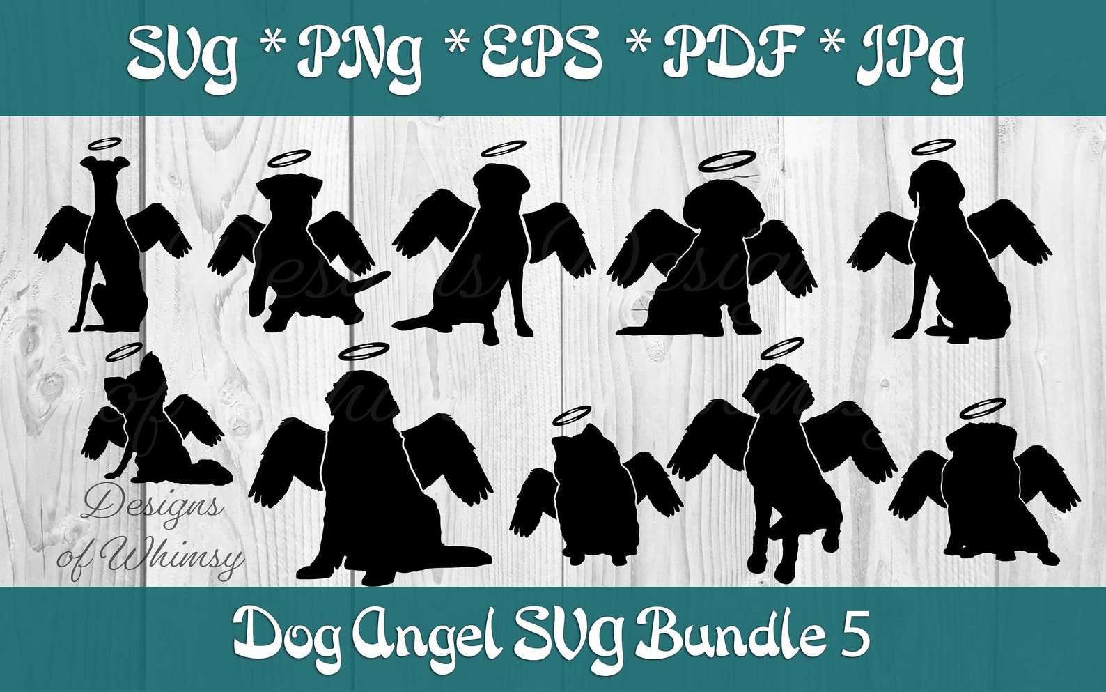 Dog Angel SVG Bundle Puppy Angel SVG Dog Angel Silhouette | Etsy