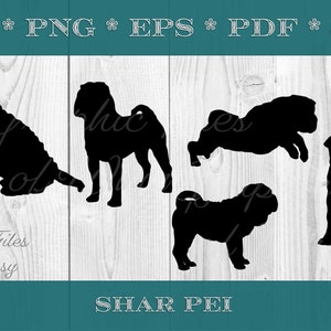 Shar Pei SVG Dog Silhouette PNG JPG Pdf Eps Digital Graphic Files ...