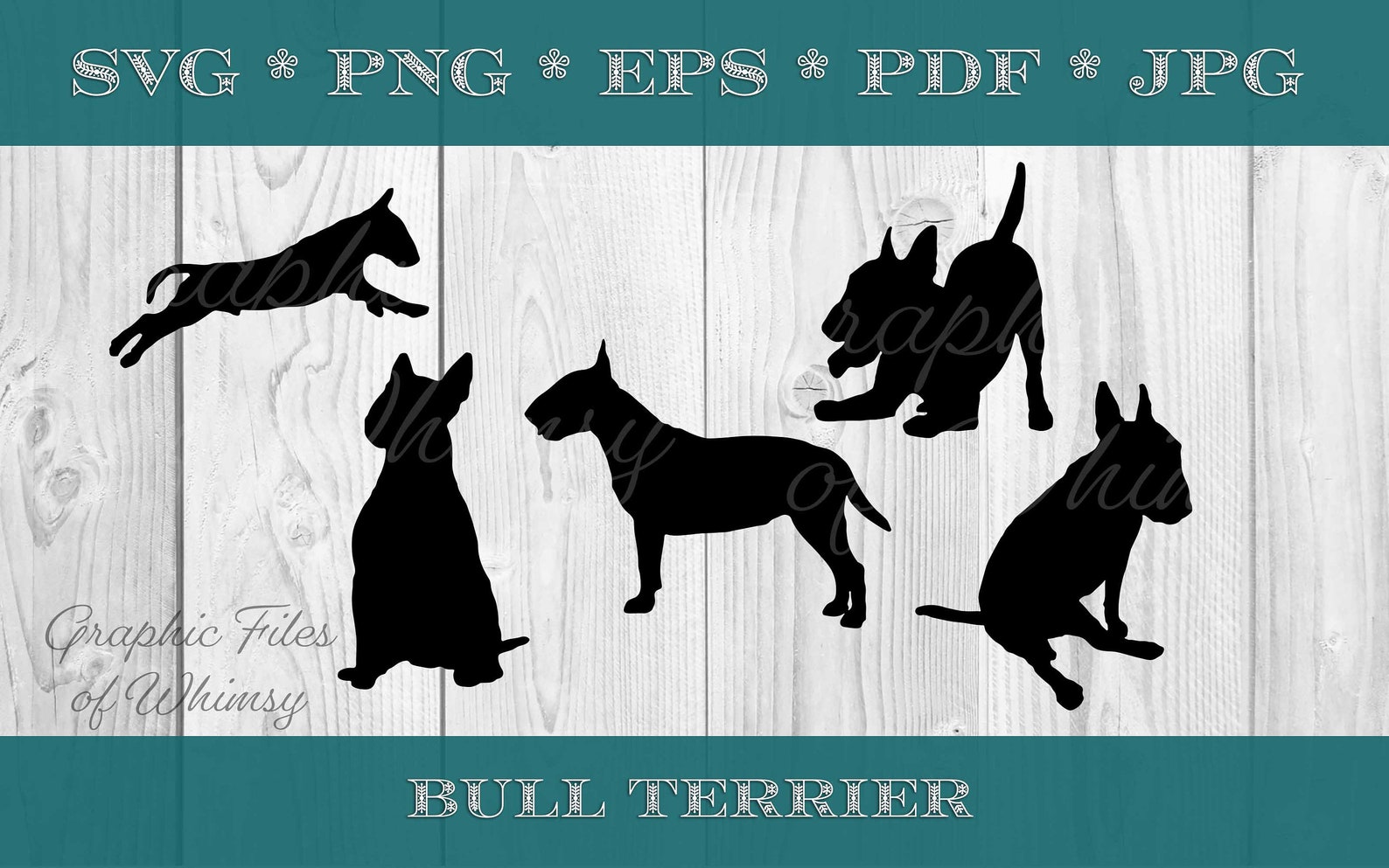 Bull Terrier SVG Bundle Dog Silhouette PNG JPG Pdf Eps Digital - Etsy