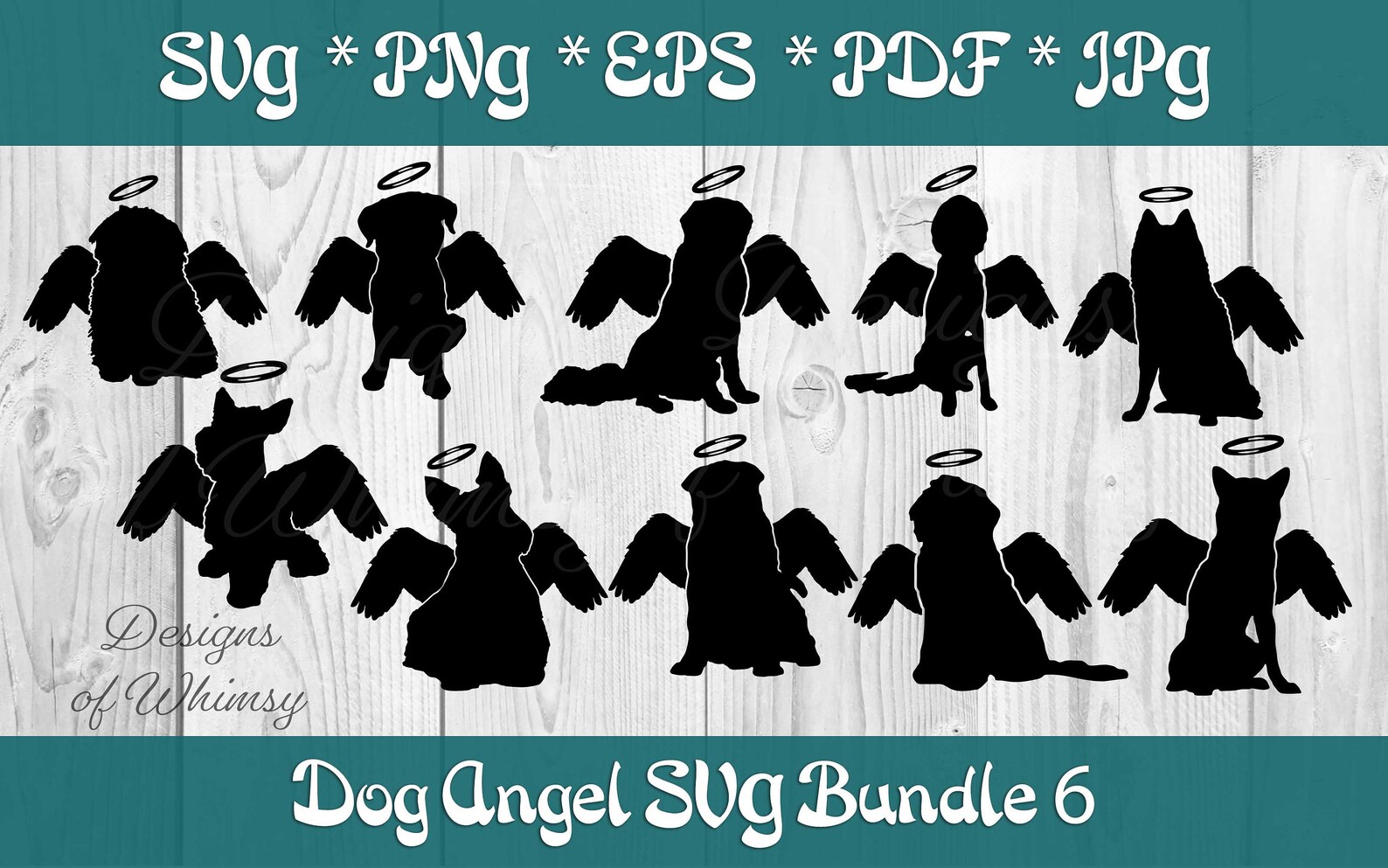 Dog Angel SVG Bundle Puppy Angel SVG Dog Angel Silhouette - Etsy