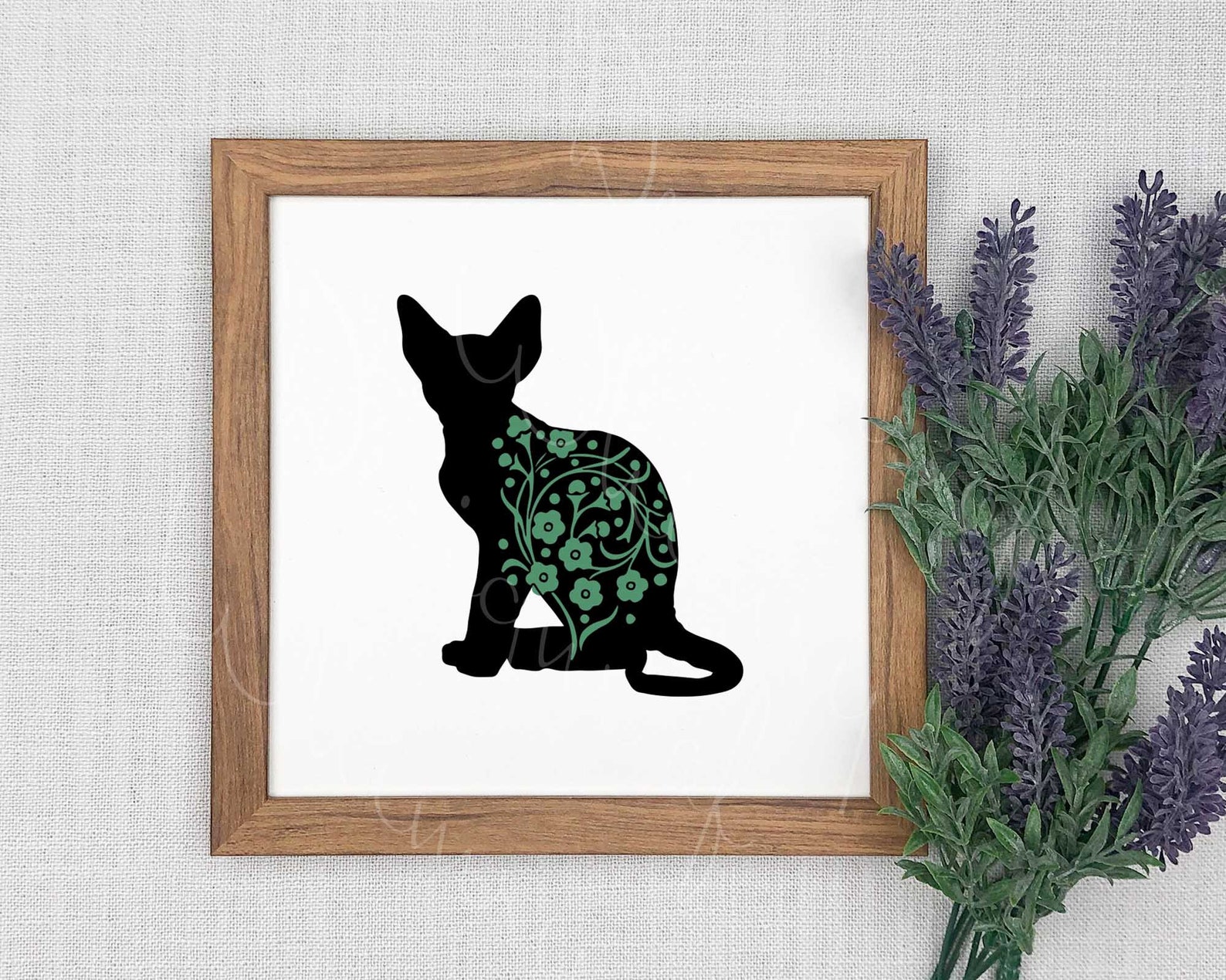 Floral Cat Clip Art Devon Rex Cat SVG Flower Kitten - Etsy