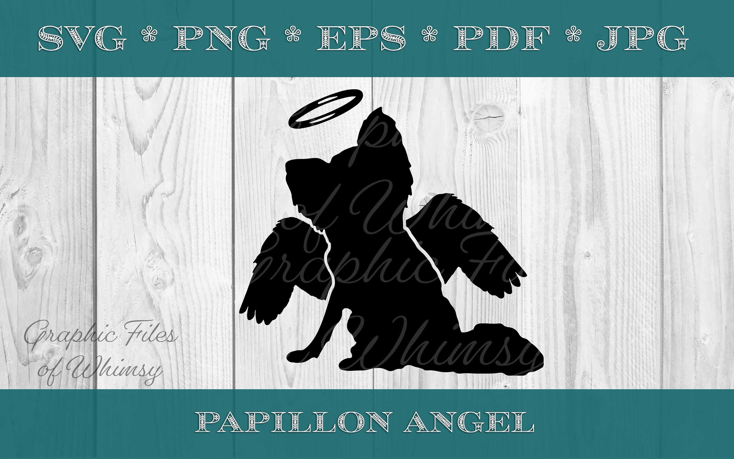 Papillon Angel SVG Dog Wings Halo Silhouette Scalable Vector - Etsy