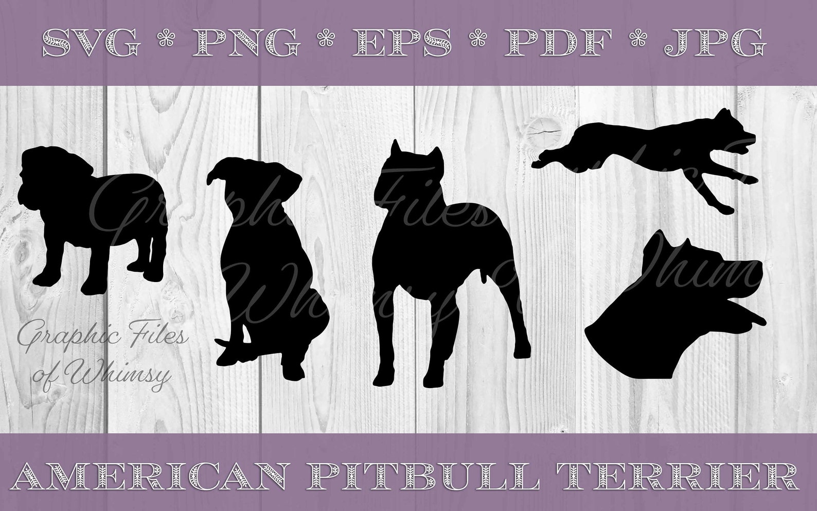 Pitbull Terrier SVG Pittie Silhouette PNG JPG Pdf Eps Digital Graphic ...