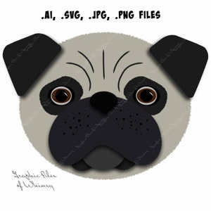 Digital Graphic Pug Head SVG AI PNG and Jpg File Download - Etsy