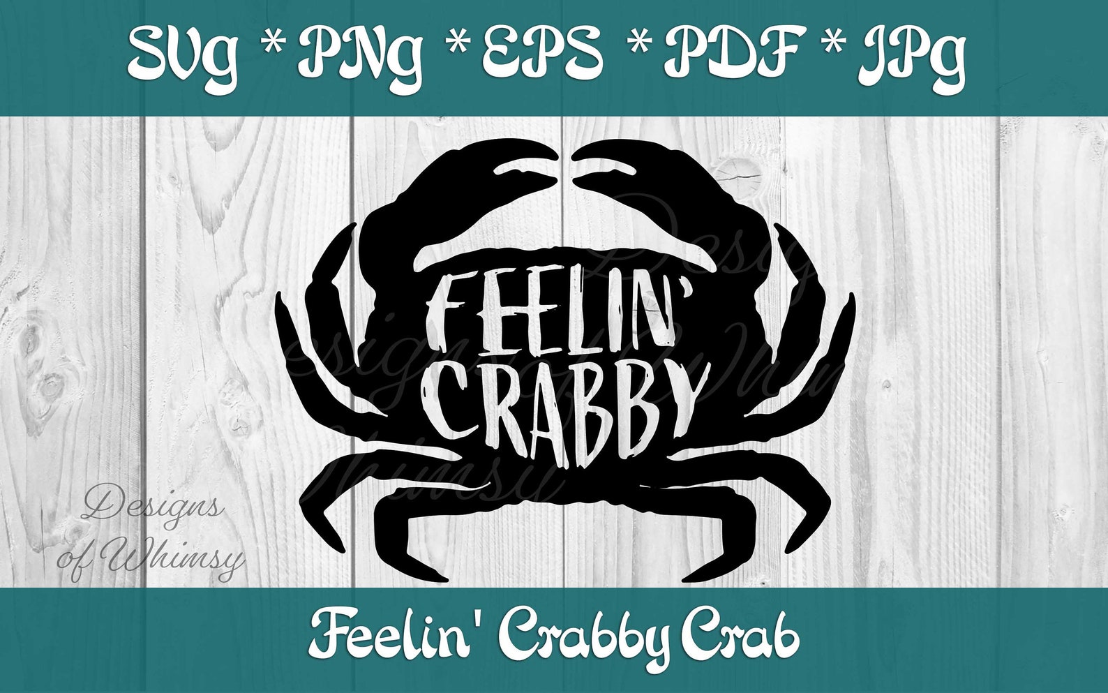 Crab SVG Feelin' Crabby Crab Clip Art Crustacean Silhouette - Etsy