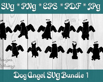 Dog Angel SVG Bundle Puppy Angel SVG Dog Angel Silhouette - Etsy
