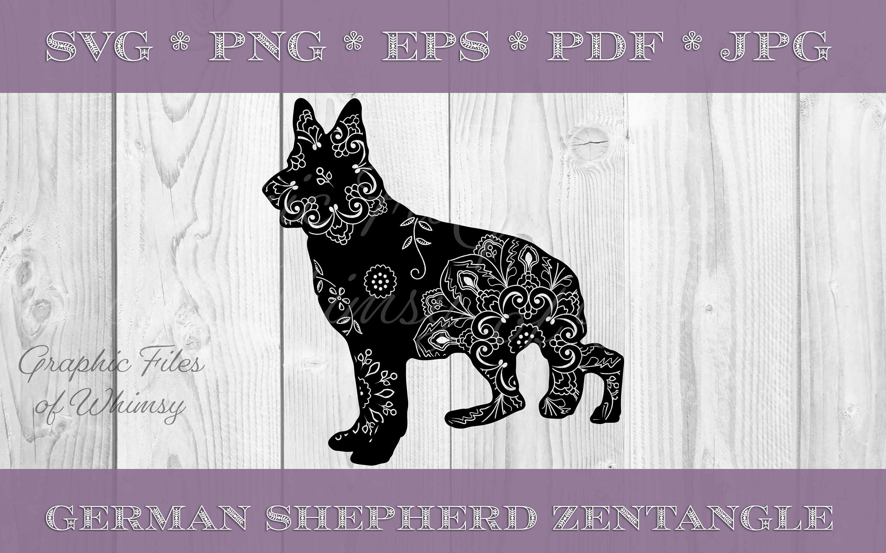 German Shepherd Mandala SVG Dog Zentangle Scalable Vector Cut File - Etsy