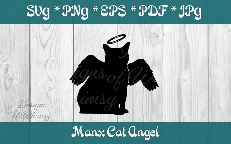 Cat Angel SVG Manx Cat Angel Wings Halo Sublimation Pet - Etsy