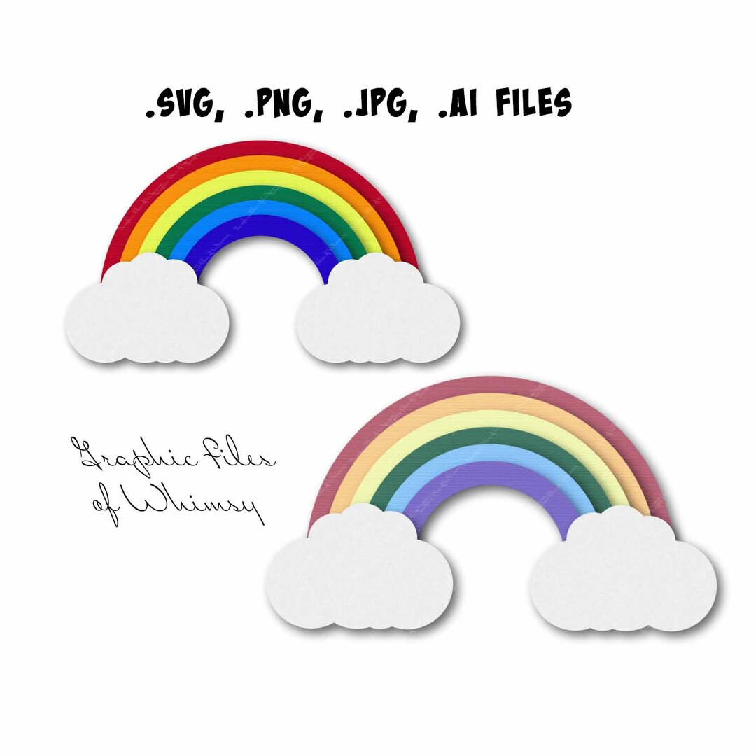 Layered Rainbow Clouds Digital Graphic SVG AI PNG Jpg Files - Etsy