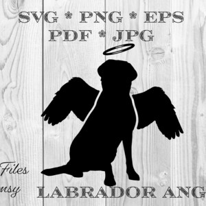 Lab Angel SVG Labrador Retriever Dog Wings Halo Silhouette Scalable ...