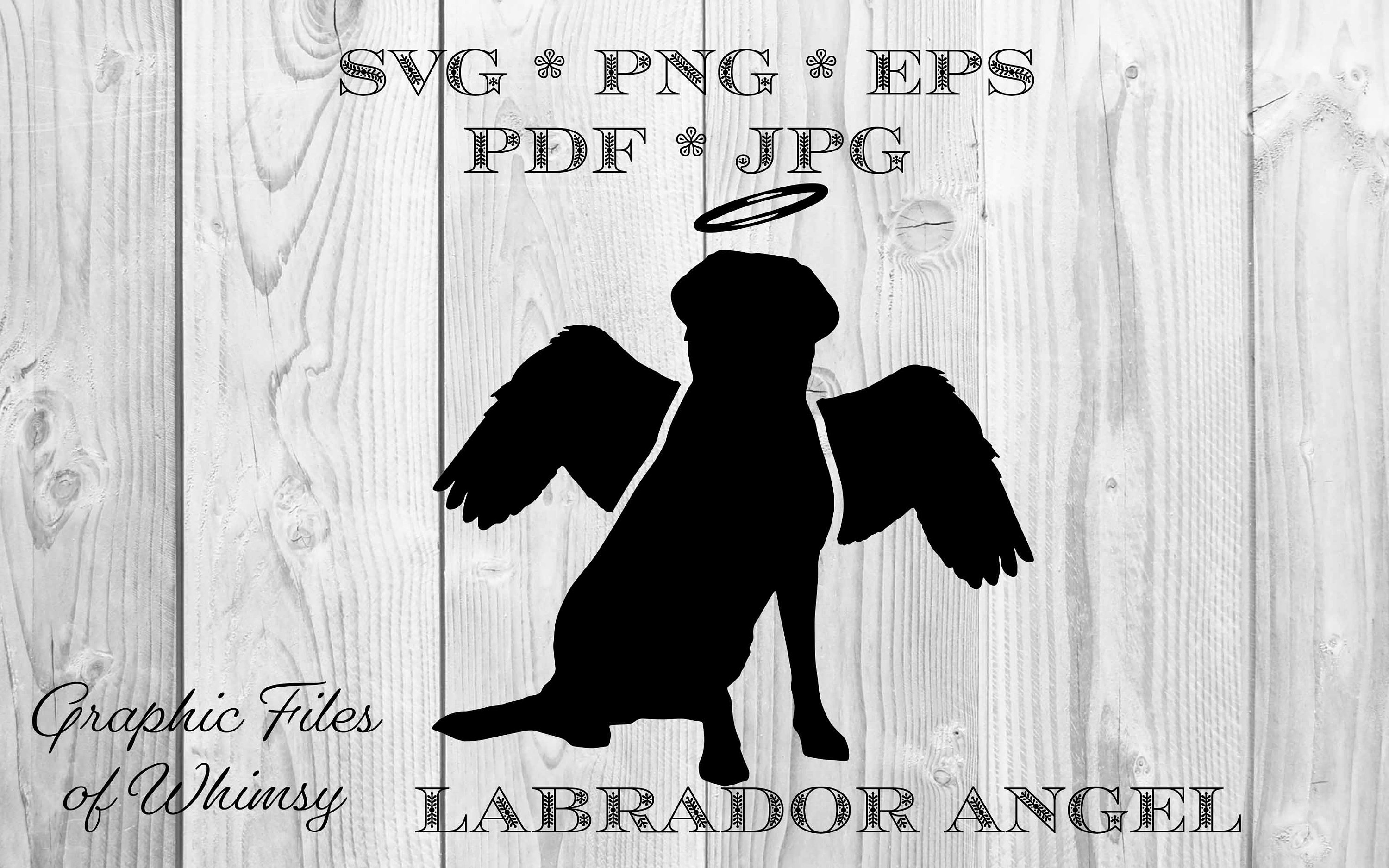 Lab Angel SVG Labrador Retriever Dog Wings Halo Silhouette Scalable ...
