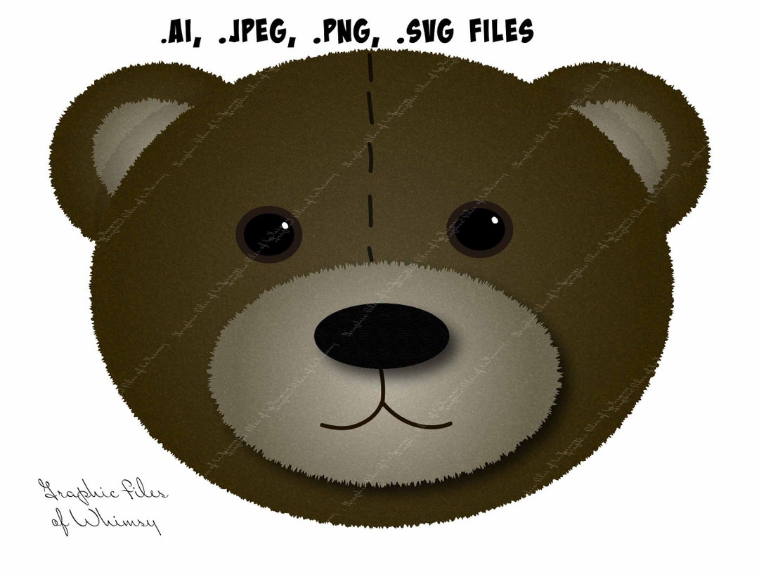 Digital File Teddy Bear Head SVG, PNG, AI, and Jpg Graphic Design - Etsy UK