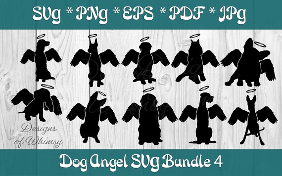Dog Angel SVG Bundle Puppy Angel SVG Dog Angel Silhouette | Etsy