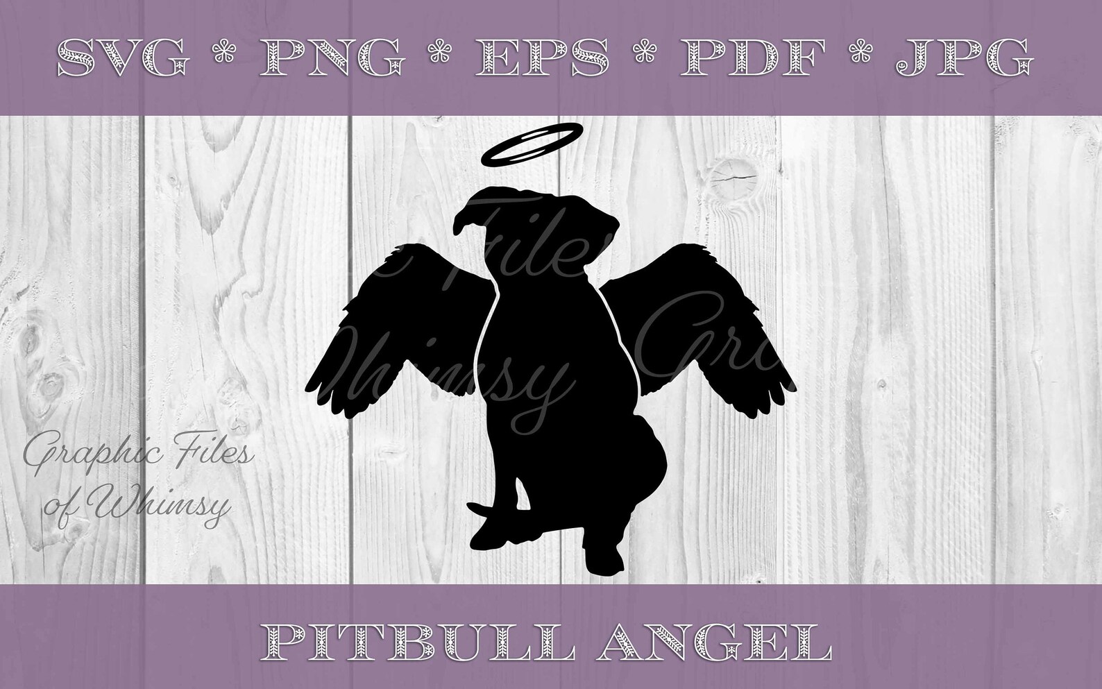 Pitbull Angel SVG Pittie Dog Wings Halo Silhouette Scalable Vector ...