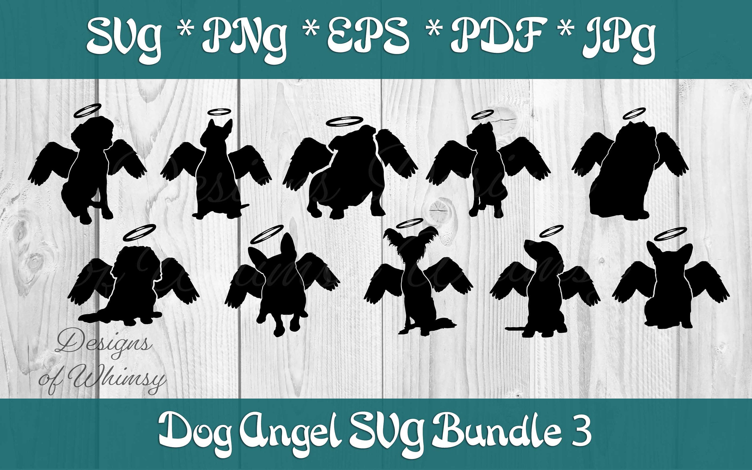 Dog Angel SVG Bundle Puppy Angel SVG Dog Angel Silhouette | Etsy